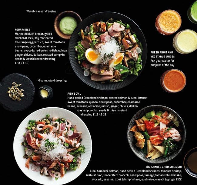 Menu at Sticks'n'Sushi Canary Wharf restaurant, London