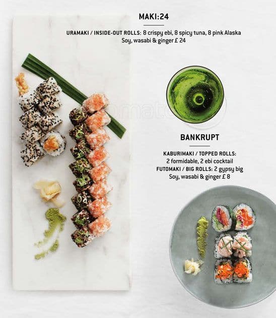 Menu at Sticks'n'Sushi Canary Wharf restaurant, London