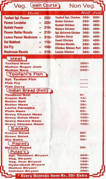 Menu at Toofani Chicken, Ludhiana, WV4V+7XR