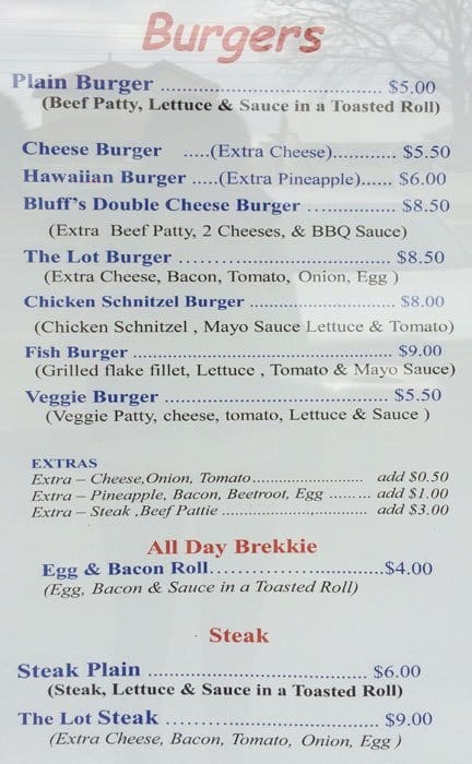 Menu at Bluff Road Fish & Chips fast food, Sandringham