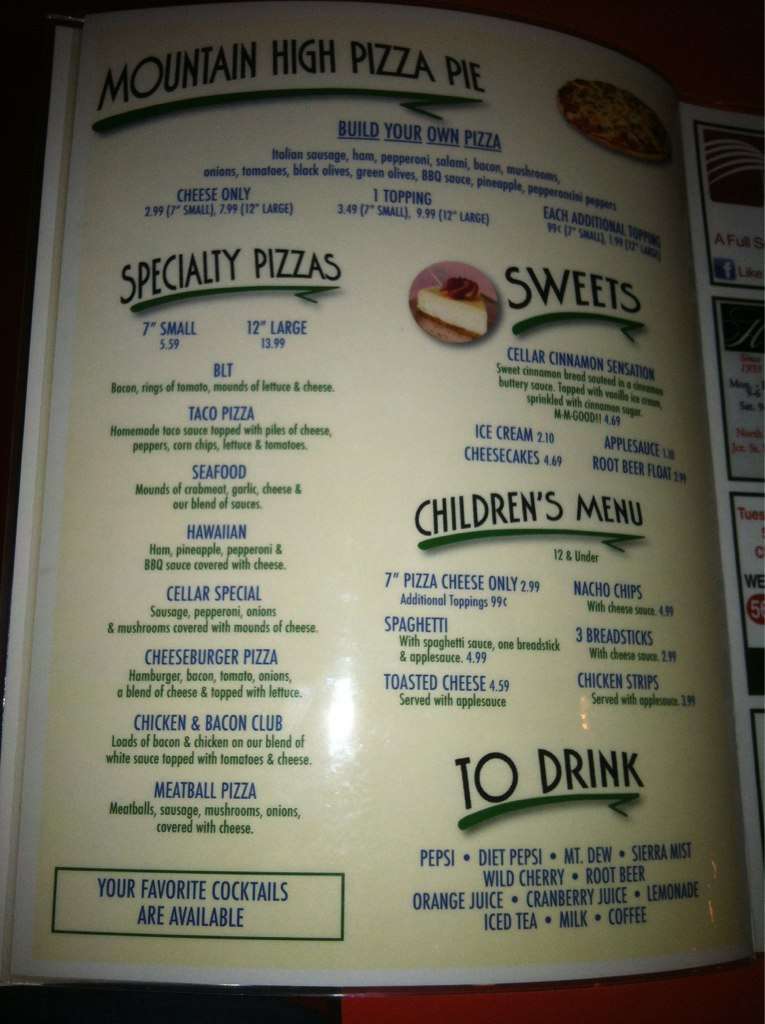 Menu at Sandwich Cellar pub & bar, North Manchester, 403 IN-13