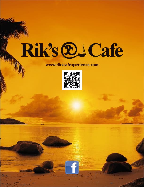 Menu at Rik's Cafe, Hagerstown
