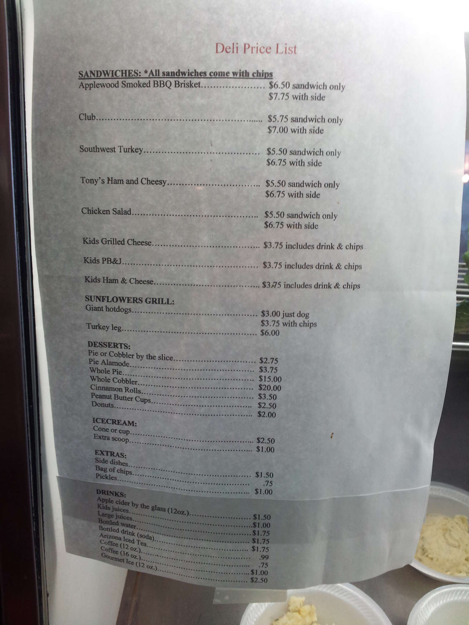 Menu at Happy Apple Farm, Penrose