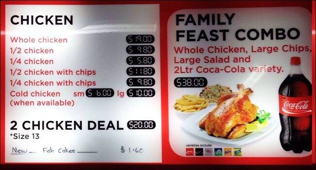 Menu at Original Charcoal Chicken restaurant, Seaton