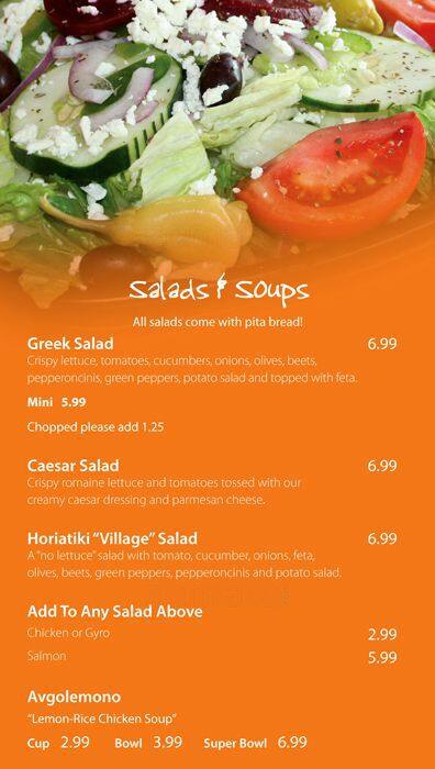 Menu at The Hungry Greek restaurant, Hot Springs