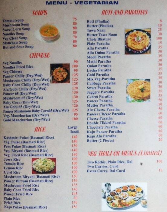 Diamond Restaurant Menu, Menu for Diamond Restaurant, Begumpet ...
