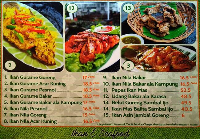 Menu at Bakoel karasa restaurant, Palasari, Behind Amen Chinese Restaurant