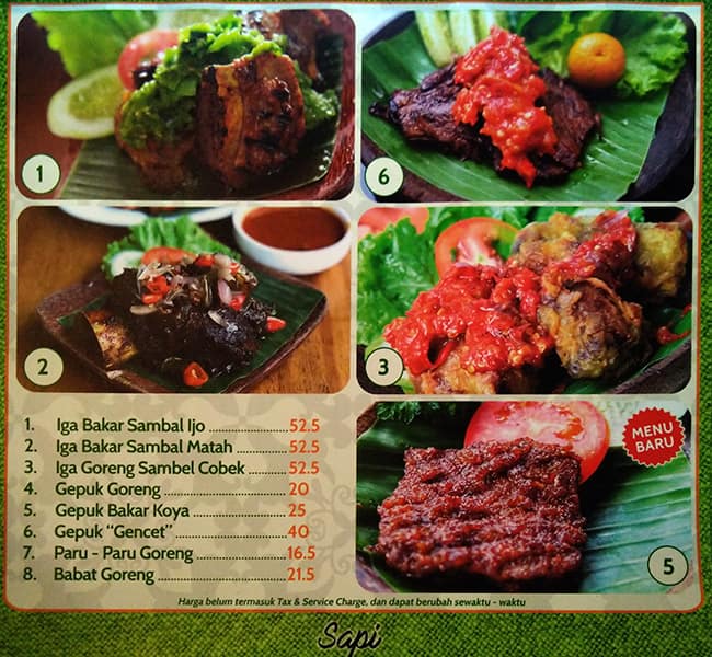 Menu at Bakoel karasa restaurant, Palasari, Behind Amen Chinese Restaurant