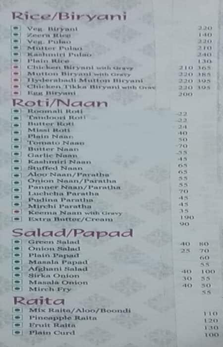 Menu at Hotel Dessert Palm, Gwalior, Near SBI Bank