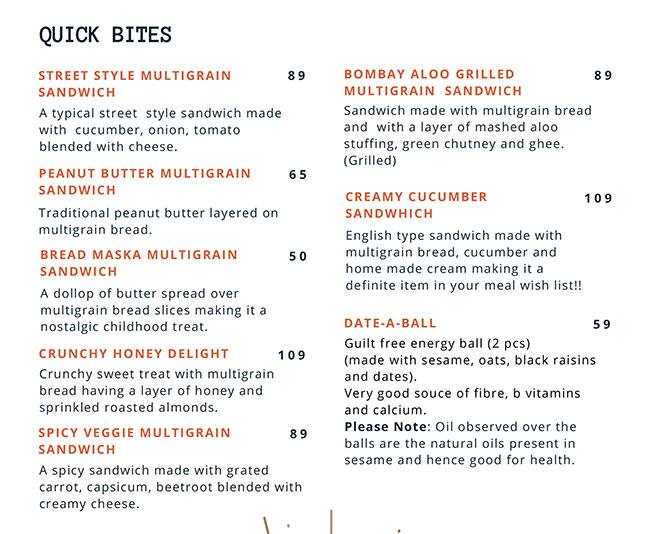 Menu of Oye Honey, Kondapur, Hyderabad