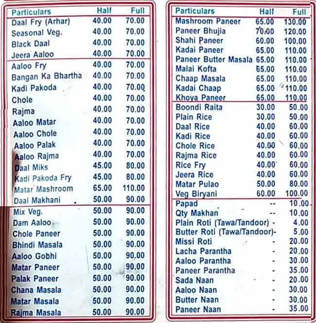 Menu of Eating Point, Laxmi Nagar, New Delhi