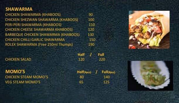 Menu of Sobo Momos & Shawarma, Malabar Hill, Mumbai