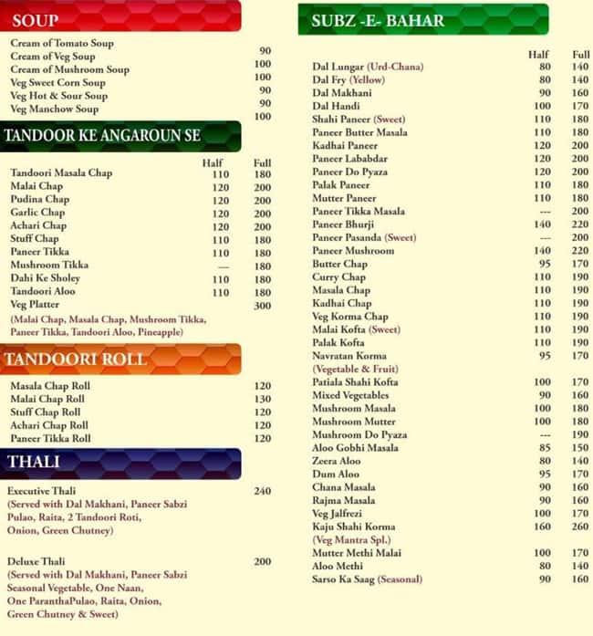 Menu of Veg Mantra, Shalimar Garden, Ghaziabad