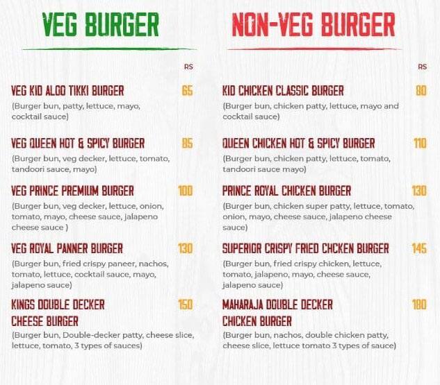 Menu of Burger Family, Ulwe, Navi Mumbai