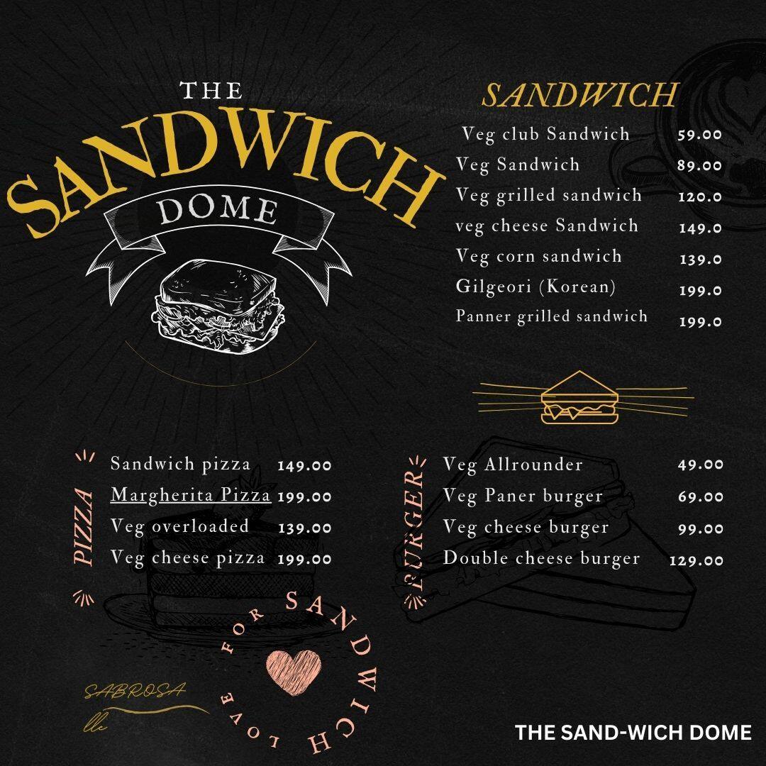 Menu of The Sandwich Dome, Transport Nagar, Lucknow