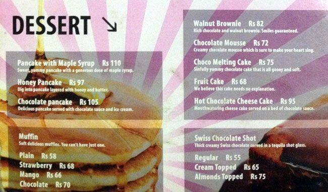 Menu at Choco Cafe, Kolkata, G926+W66