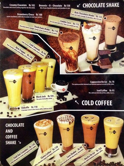 Menu at Choco Cafe, Kolkata, G926+W66
