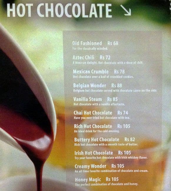 Menu at Choco Cafe, Kolkata, G926+W66