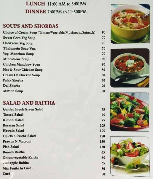 Menu at Hotel Pigeon International, Bengaluru