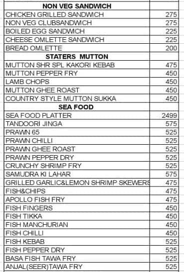 Menu at Paradise Pool Side Restaurant, Bengaluru, Shakthi Hill Resorts ...