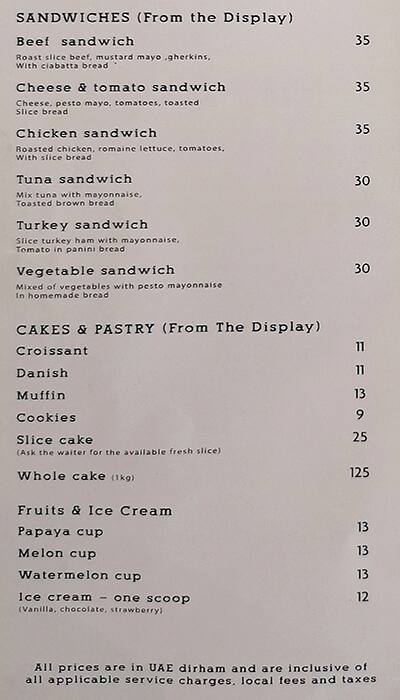Menu at Memories Restaurant & Cafe, Abu Dhabi