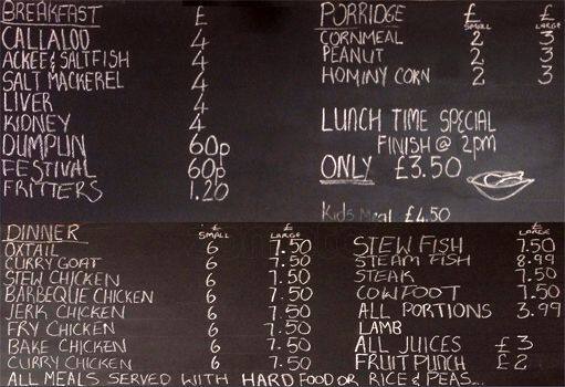 Menu at Patty Island restaurant, London, 40 Camberwell Church St