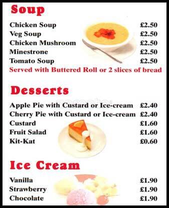 Menu at Silver Service Coffee House, London, 621-623 Hertford Rd