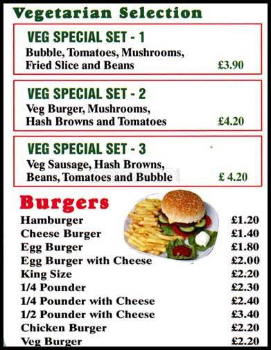 Menu at Silver Service Coffee House, London, 621-623 Hertford Rd