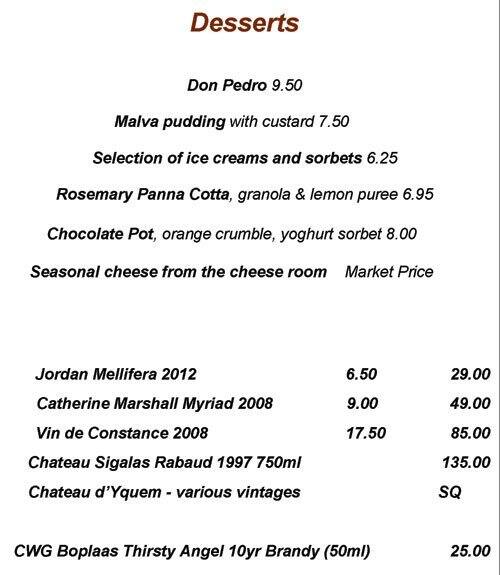 Menu at High Timber Restaurant, London, Broken Wharf House