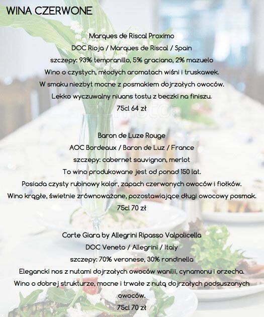 Menu at Restauracja Nasze Miejsce restaurant, Warsaw, al. Jana Pawła II 12