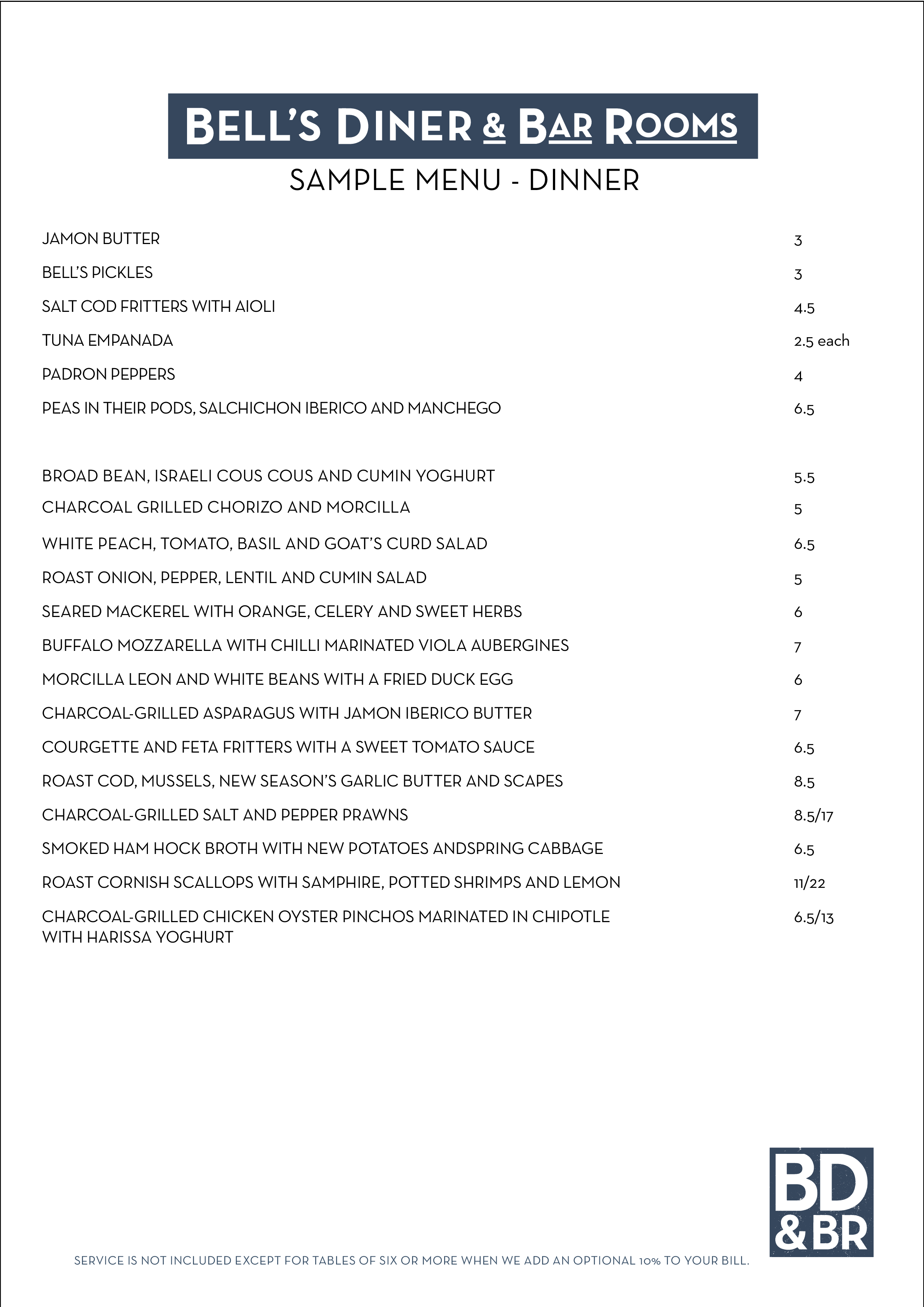 Menu at Bell's Diner & Bar Rooms, Bristol, 1-3