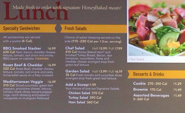 HoneyBaked Ham Menu, Menu for HoneyBaked Ham, Villa Park, Chicago ...