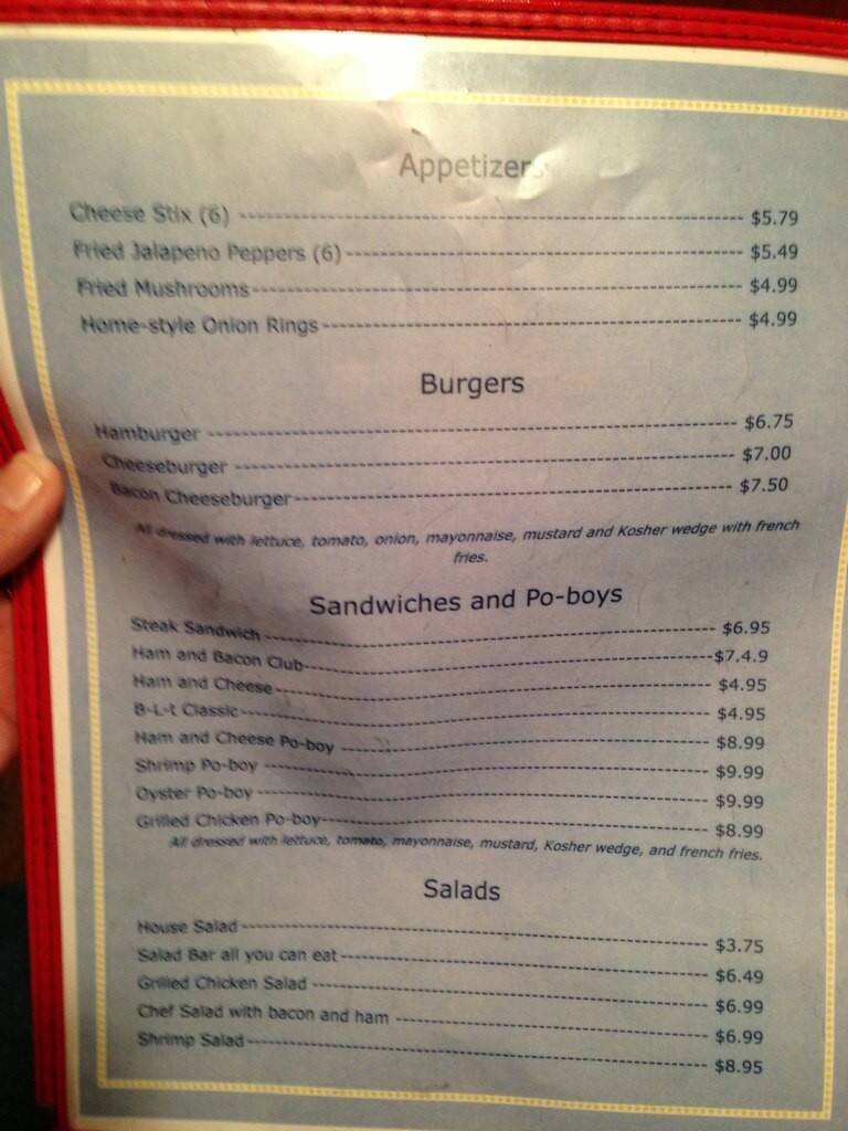 Menu at Jackie's Riverside Steak restaurant, Jonesville