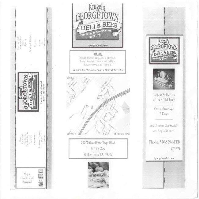 Menu at Georgetown Deli & Beer pub & bar, Wilkes-Barre Township