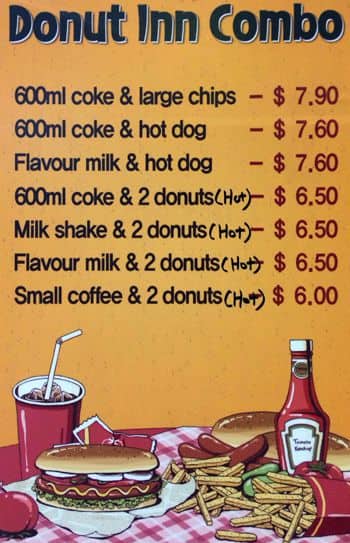 Menu at Donut Inn fast food, Adelaide
