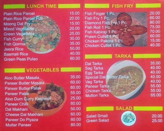 Menu at Saima Biryani, Kolkata