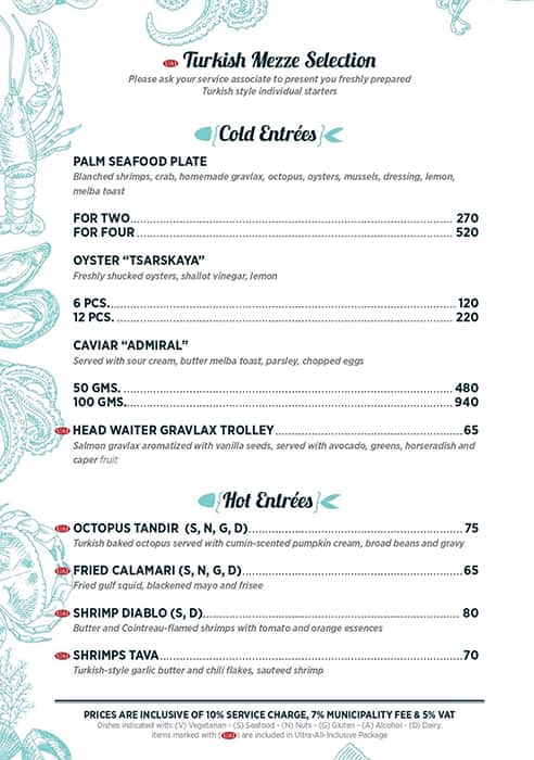Menu of Bodrum - Rixos The Palm Dubai, Palm Jumeirah, Dubai