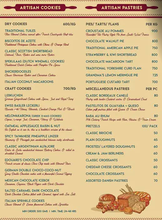 Menu at Cafe Lara's, Dona Paula