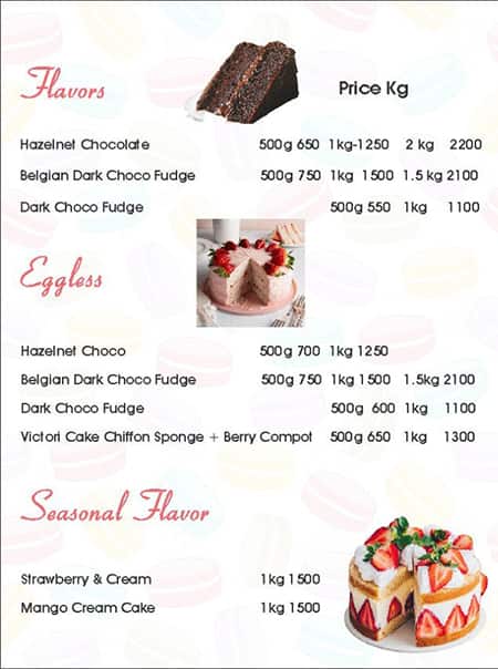 Menu of The Cake Shop, Sector 93, Noida