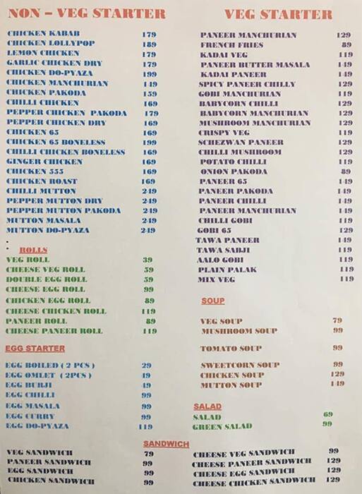 Menu at Midnight Hunger Saviour, Bengaluru