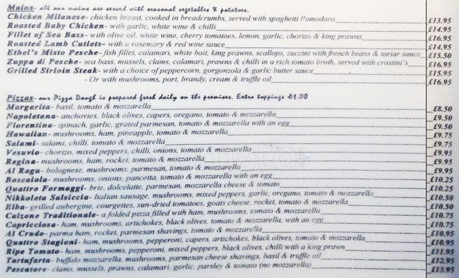 Menu at The Ripe Tomato restaurant, London