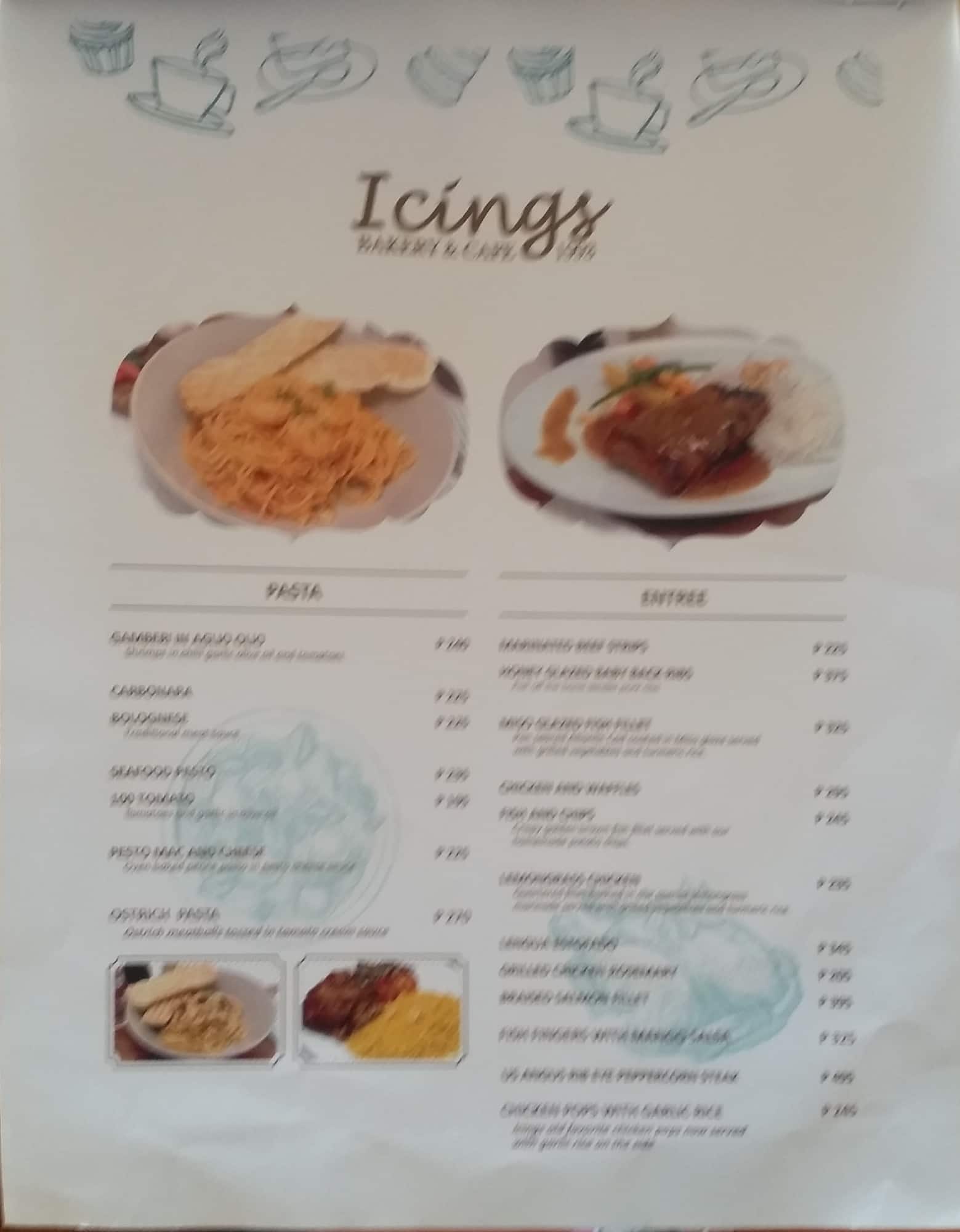 Menu at Icings Bakery & Cafe, Taguig, Market Market Shopping Mall