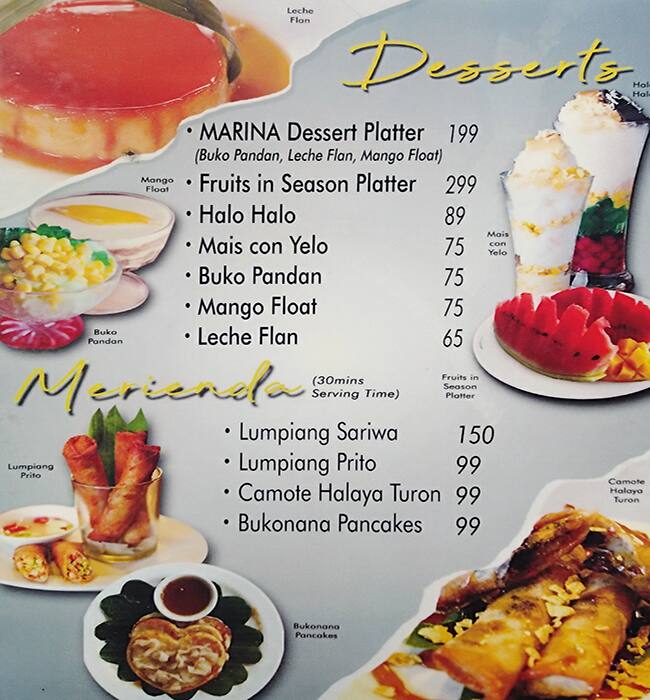Carta del restaurante Marina Oysters Seafood Grill, Ciudad Quezon, M24H+FV4