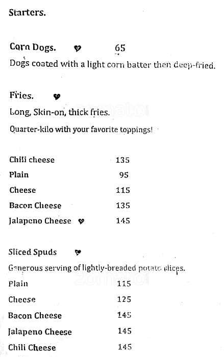 Menu at Wicked Dogs restaurant, Parañaque