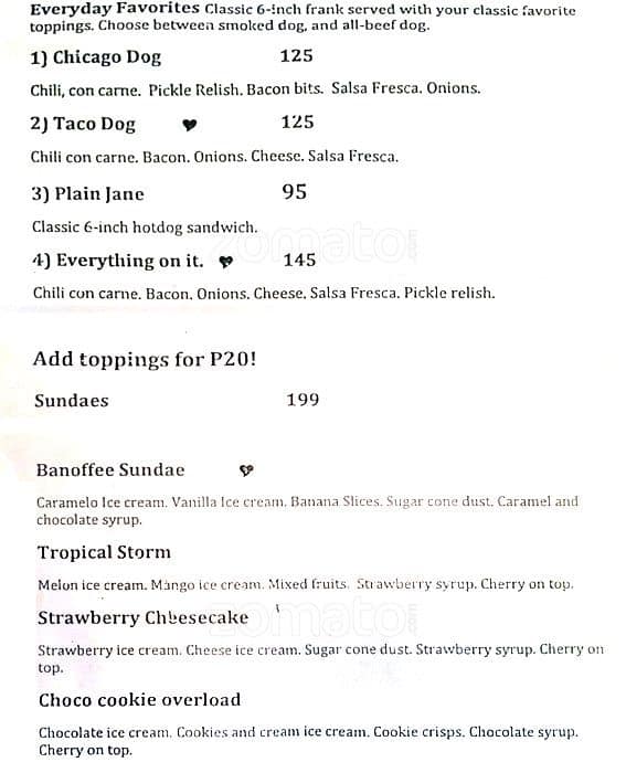 Menu at Wicked Dogs restaurant, Parañaque