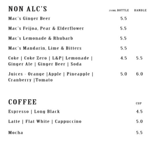 Menu at The Stables Whitford restaurant, Auckland