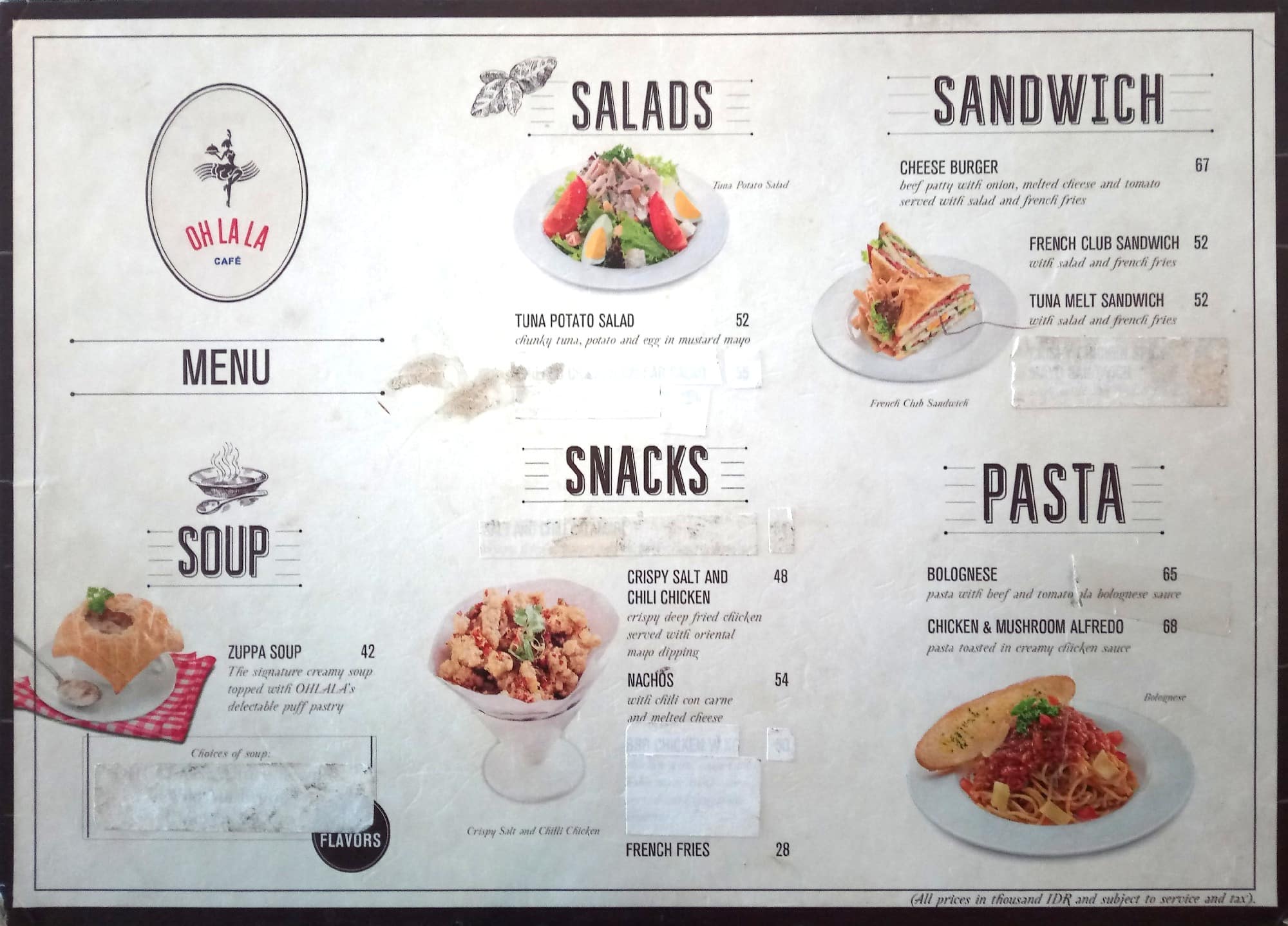 Menu at OHLALA cafe, Jakarta, Prisma Sport Club