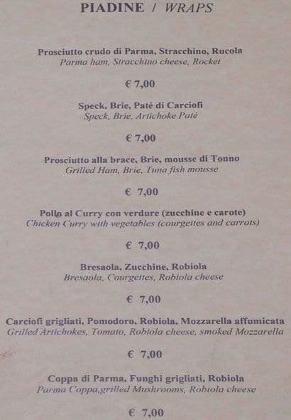 Menu at San Carlo al Corso Cafe&bistrot, Milan