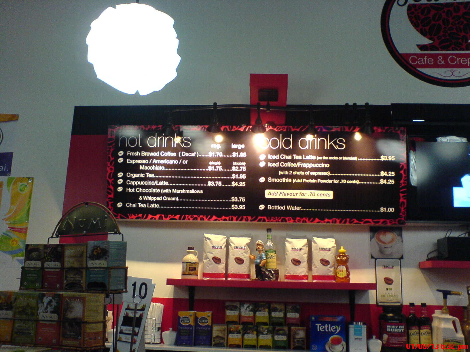 Menu at Journey Cafe, Barrie