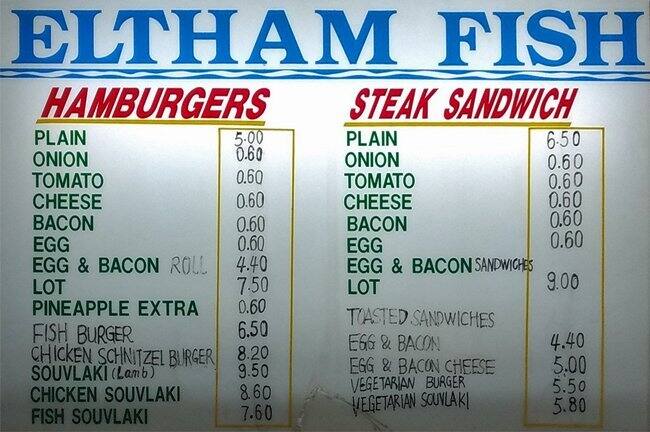 Menu at Eltham Fish & Chips Shop restaurant, Eltham